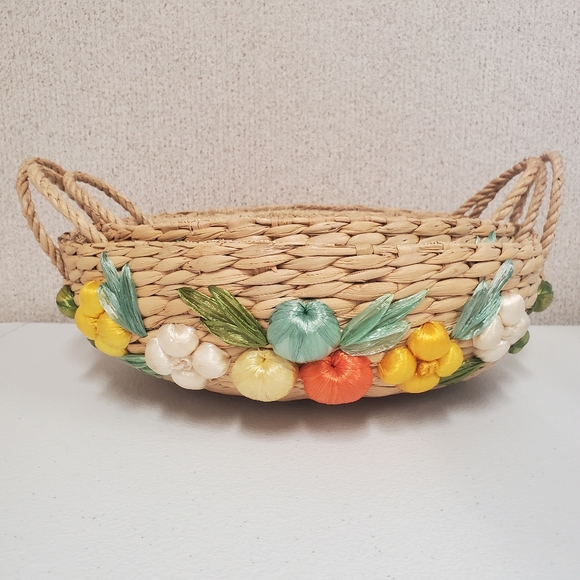 Accents | Vintage Handmade Baskets With Rattan Flower Design | Poshmark